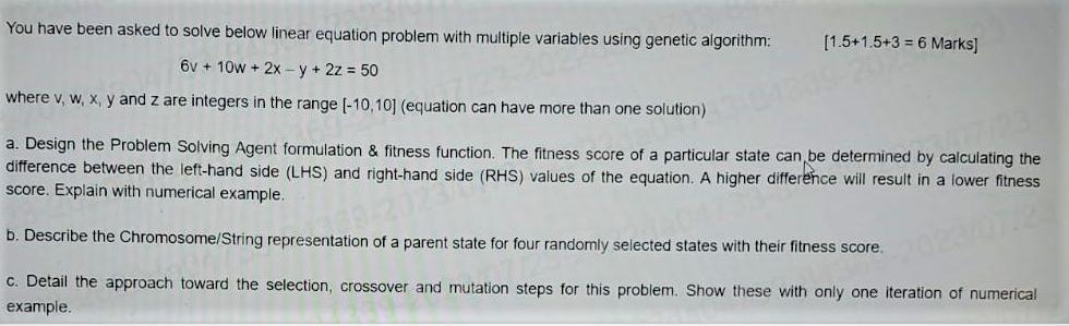 Solved You have been asked to solve below linear equation | Chegg.com