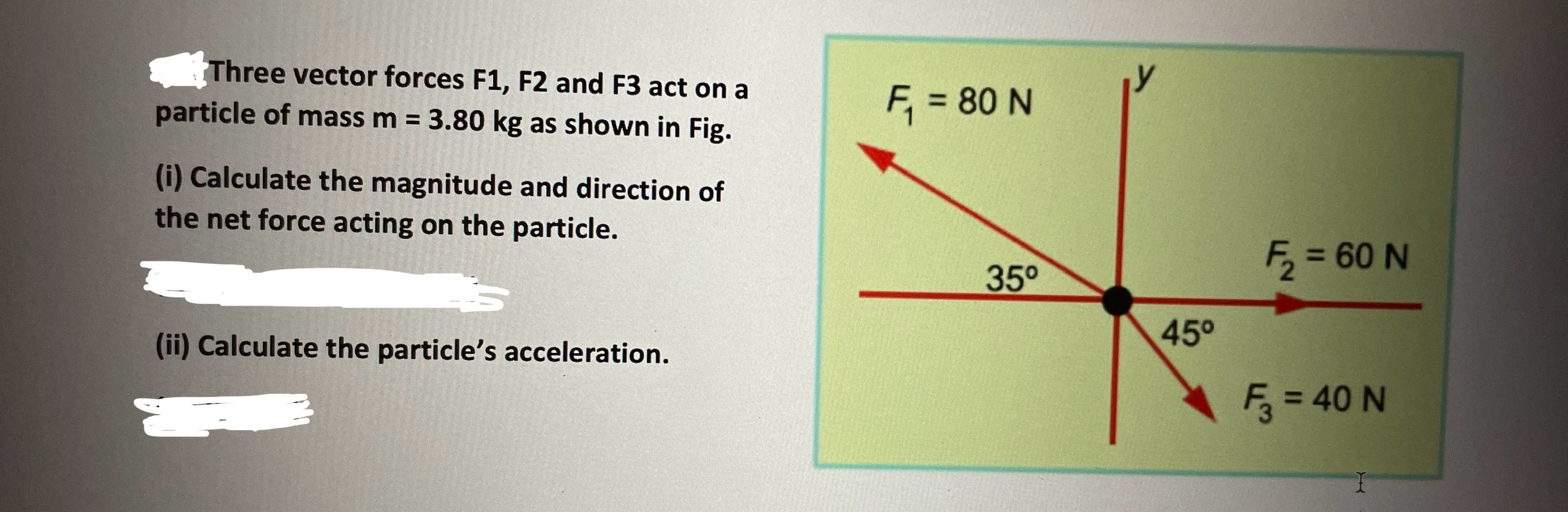 Solved Three vector forces F1, ﻿F2 ﻿and F3 ﻿act on aparticle | Chegg.com