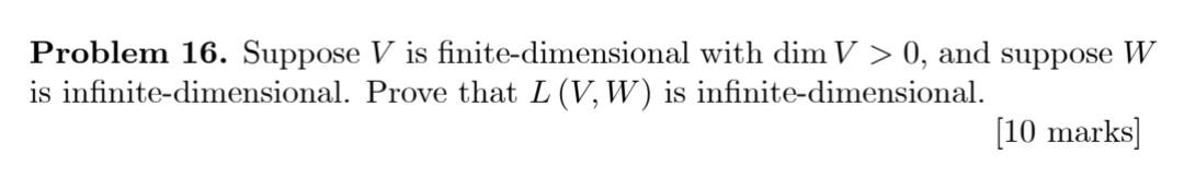 Solved Problem 16. Suppose V is finite-dimensional with dim | Chegg.com