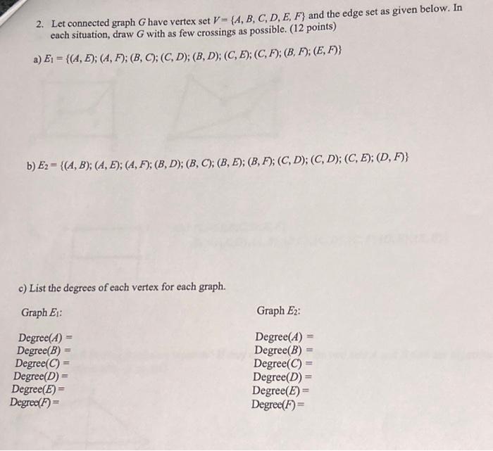 Solved 2. Let connected graph G have vertex set | Chegg.com