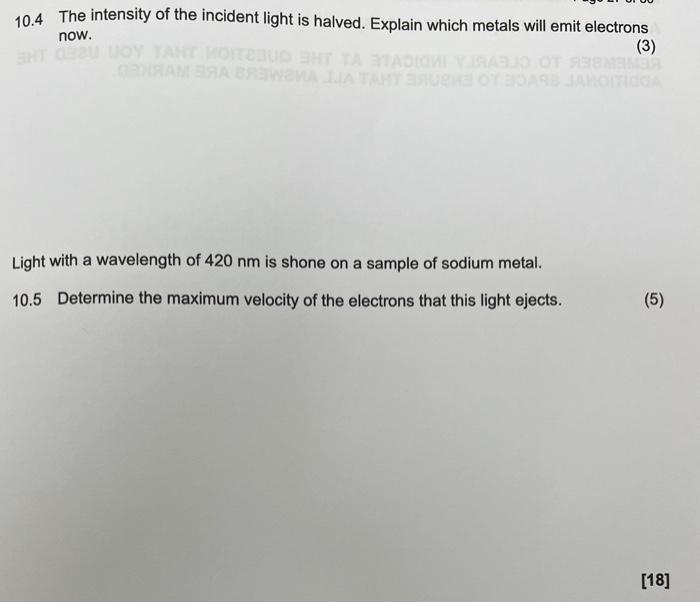 Solved The work functions of certain metals are given in the | Chegg.com