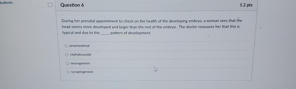 Solved Question 61.2ptsDuring her prenatal appointment to | Chegg.com