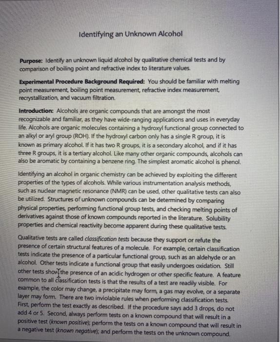 Solved determine the refractive index and boiling point | Chegg.com
