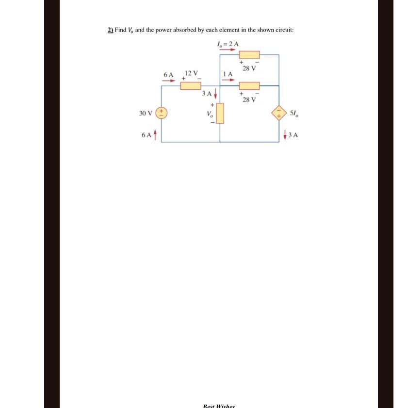 Solved Find Vo ﻿and the power absorbed by each element in | Chegg.com