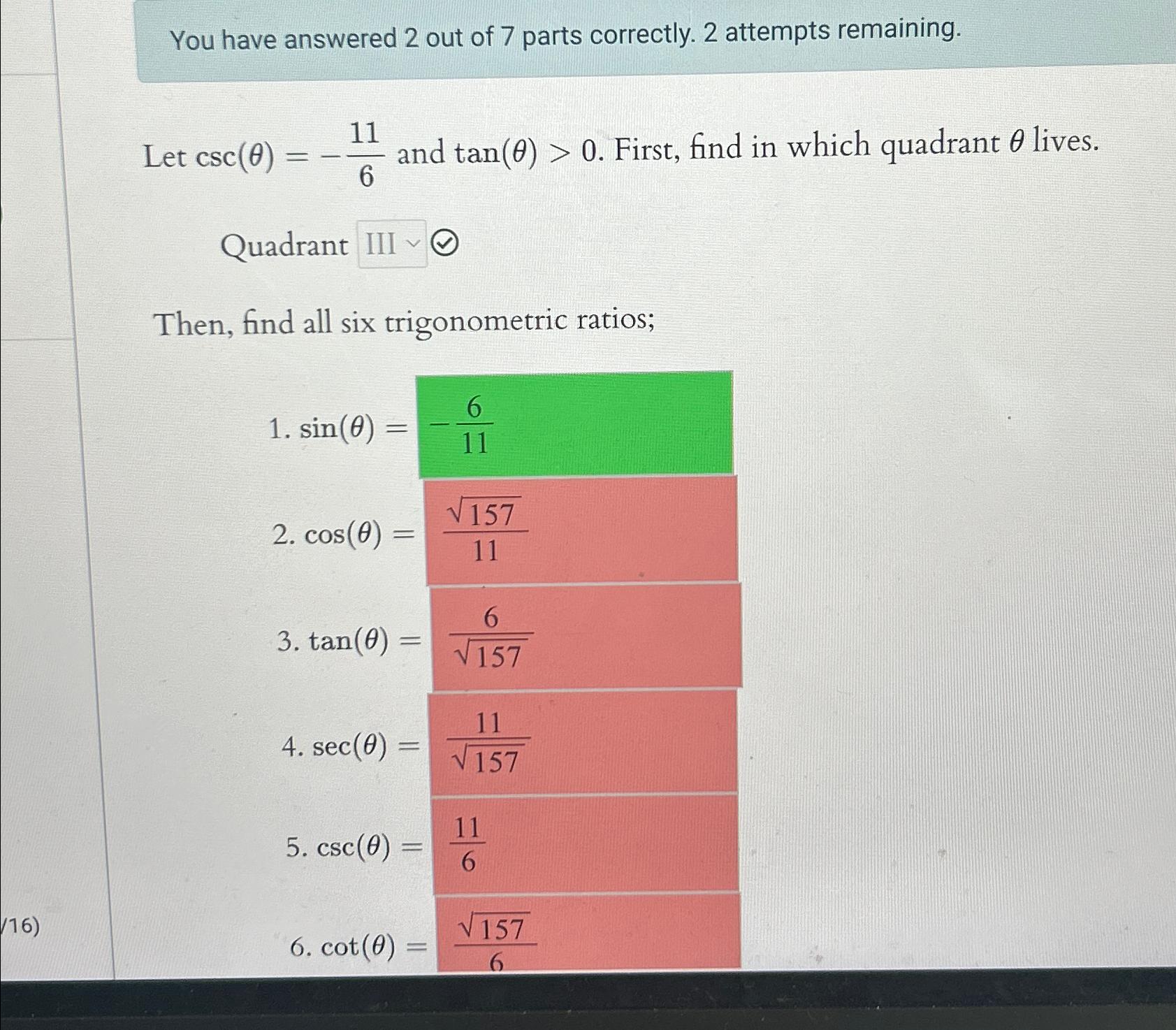 Solved You have answered 2 ﻿out of 7 ﻿parts correctly. 2 | Chegg.com