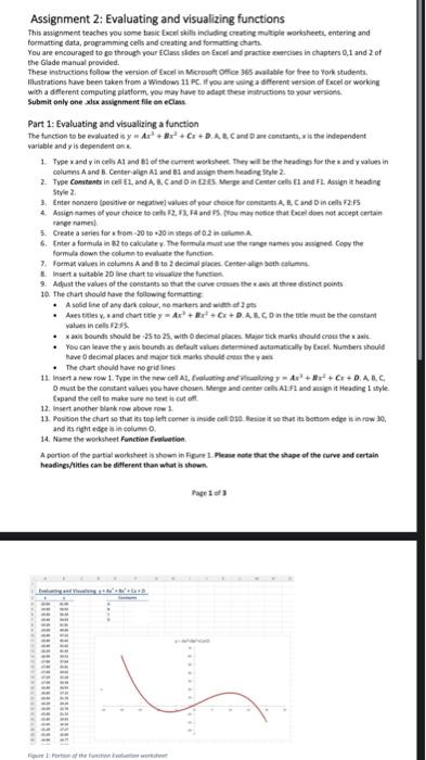 Assignment 2: Evaluating and visualizing functions | Chegg.com
