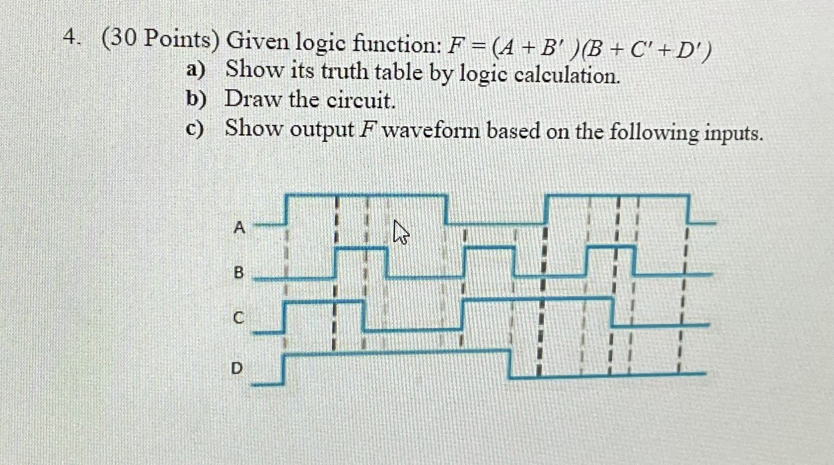 Solved (30 ﻿Points) ﻿Given logic function: | Chegg.com