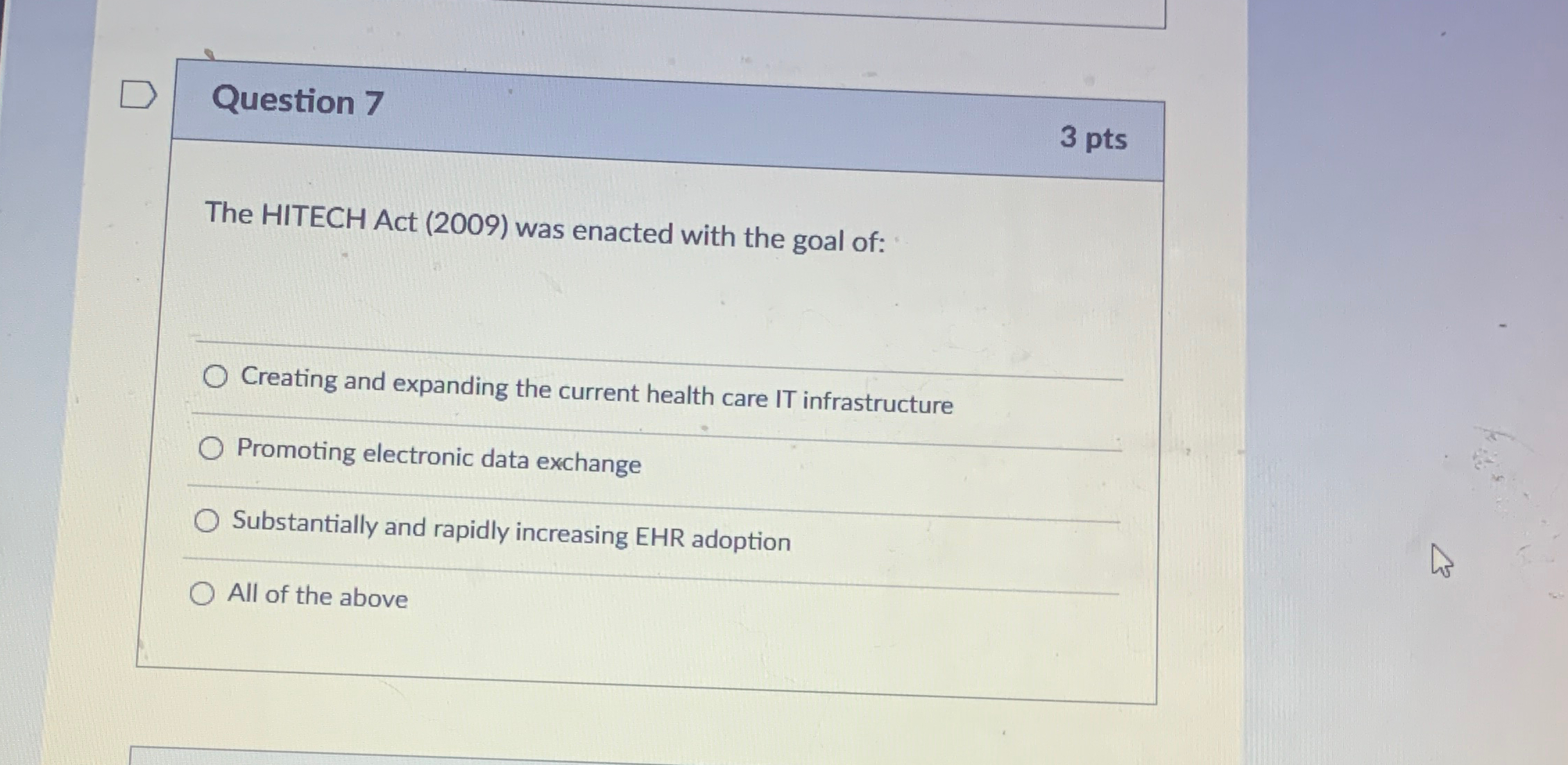 Solved Question 73 ﻿ptsThe HITECH Act (2009) ﻿was enacted | Chegg.com