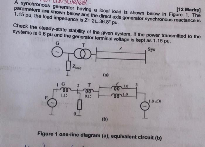 Solved [12 Marks] A synchronous generator having a local | Chegg.com