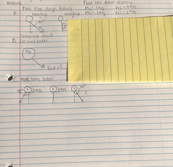 Solved Extra Credit two raindrops falling m1=.3 kgm2=.2 | Chegg.com