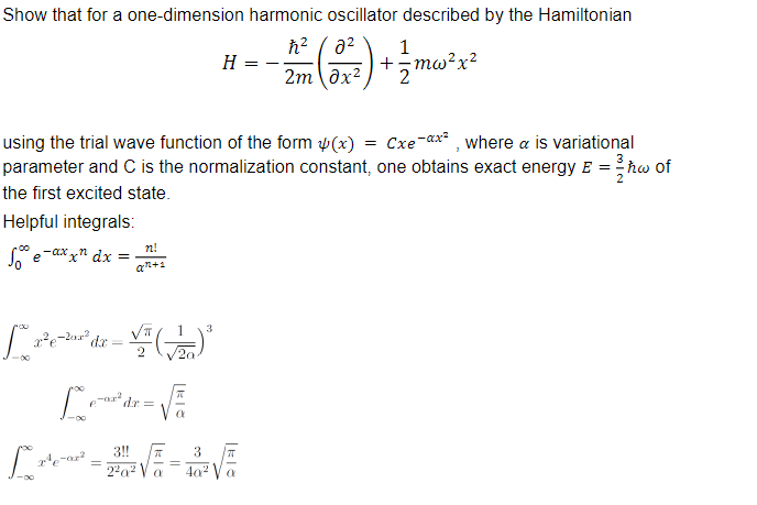 Solved Show that for a one-dimension harmonic oscillator | Chegg.com