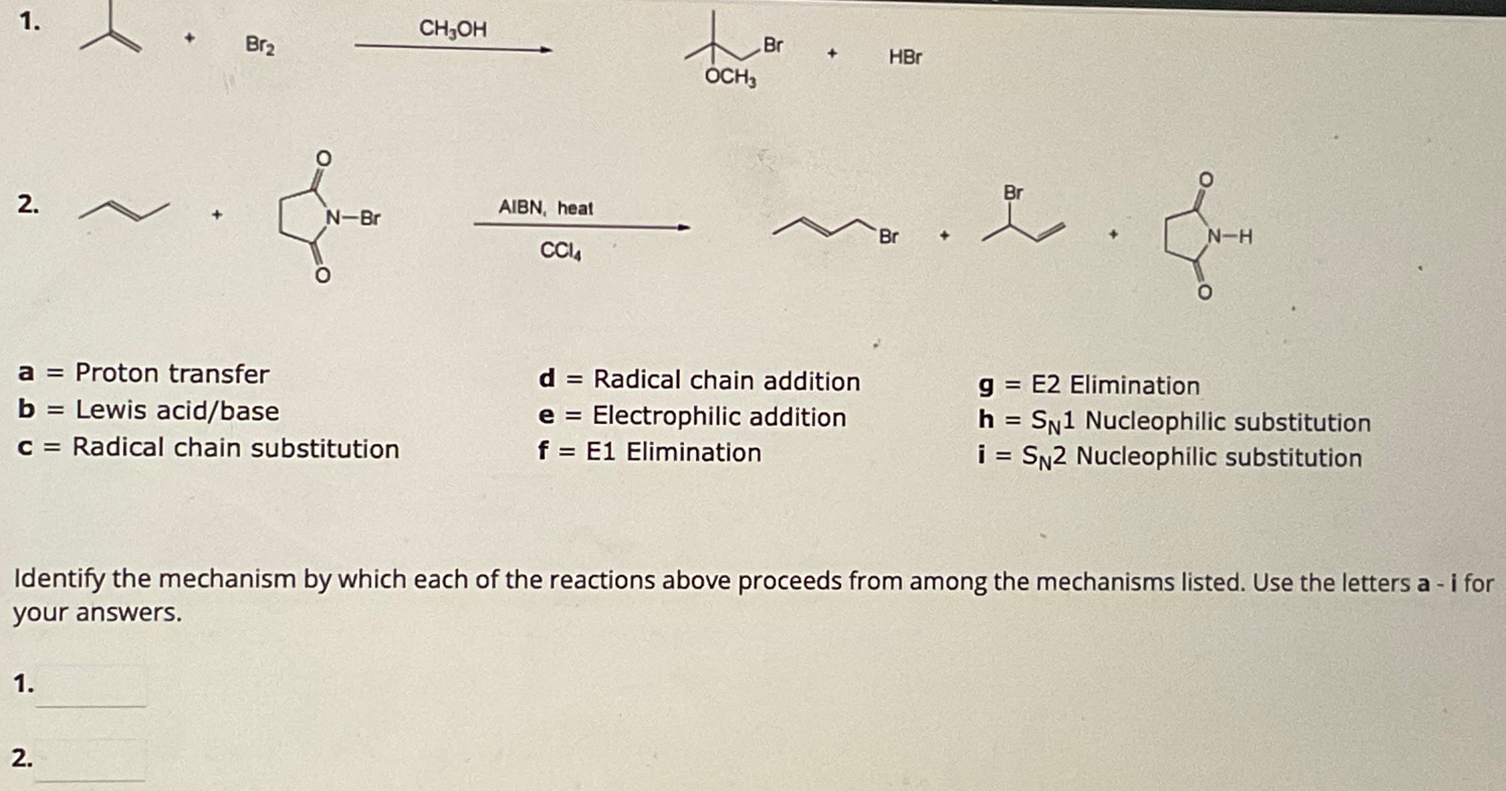 Solved HBr2.a= ﻿Proton transferd= ﻿Radical chain | Chegg.com