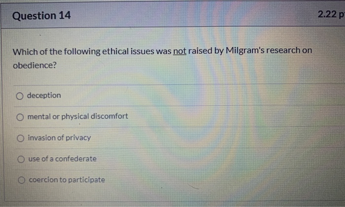 Solved Question 142.22pWhich of the following ethical issues | Chegg.com