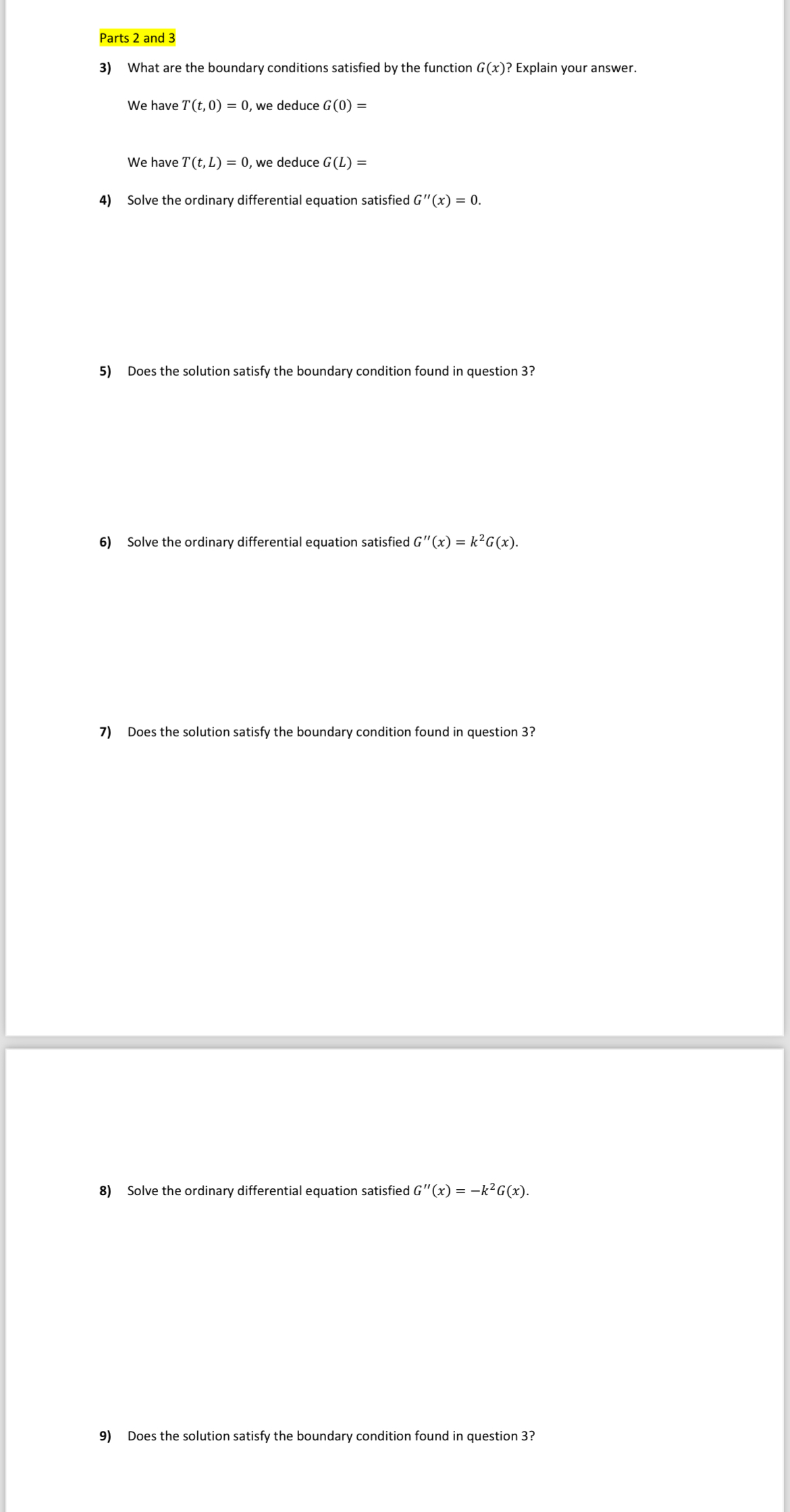 Parts 2 ﻿and 3What are the boundary conditions | Chegg.com