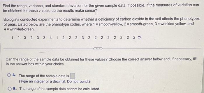 Solved Find the range, variance, and standard deviation for | Chegg.com