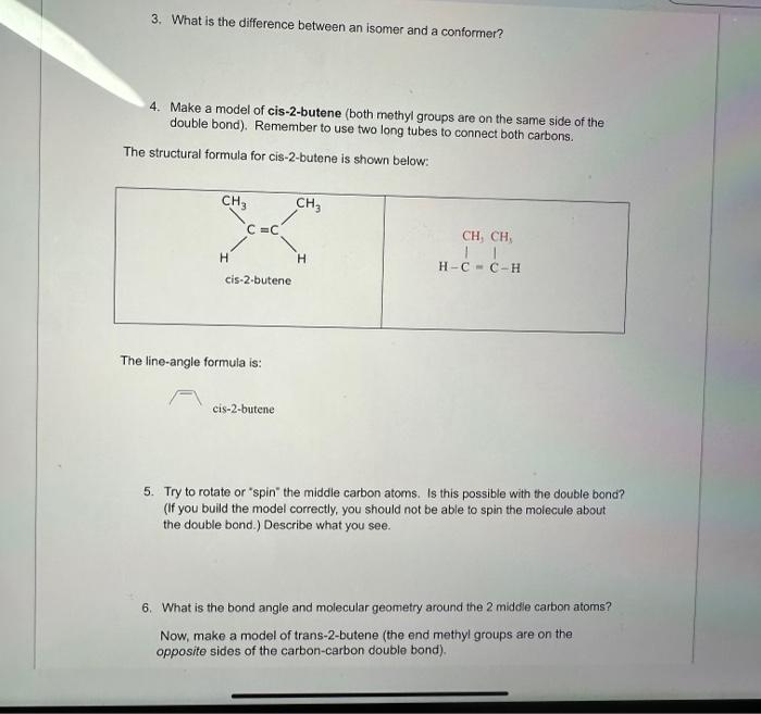 Solved A Cis Trans Geometric Isomerism Alkenes Are