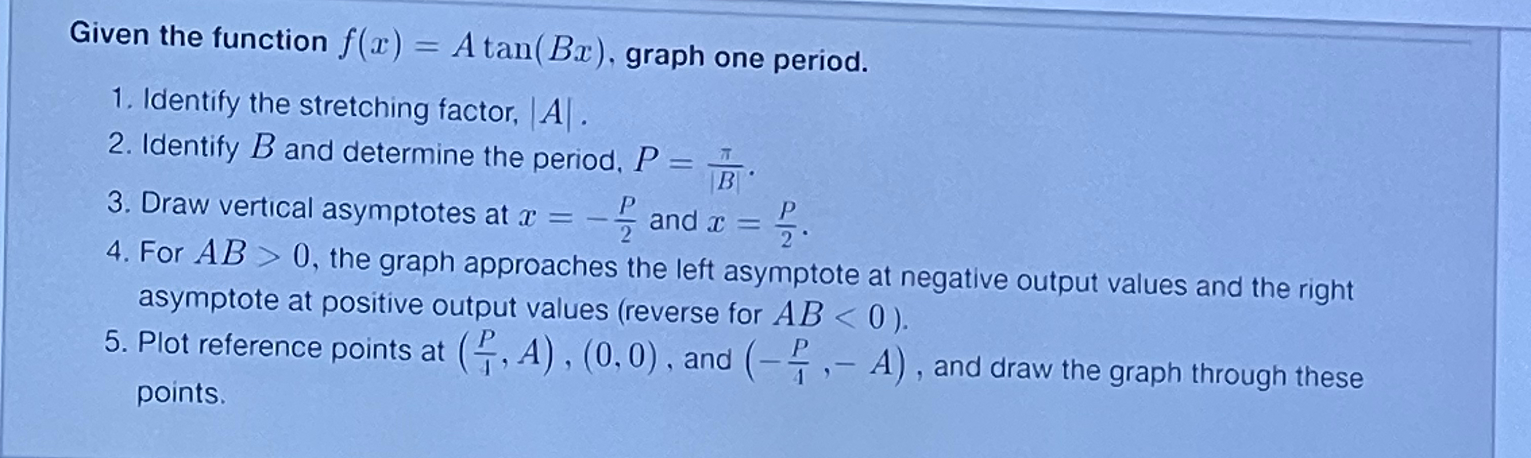Solved Given the function f(x)=Atan(Bx), ﻿graph one | Chegg.com