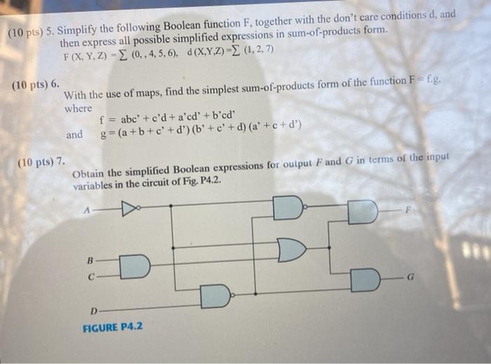 Solved (10 pts) 5. Simplify the following Boolean function | Chegg.com