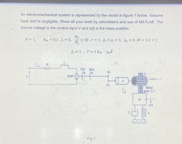 Solved An electromechanical system is represented by the | Chegg.com
