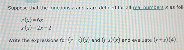 Solved Suppose that the functions r and s are defined for | Chegg.com