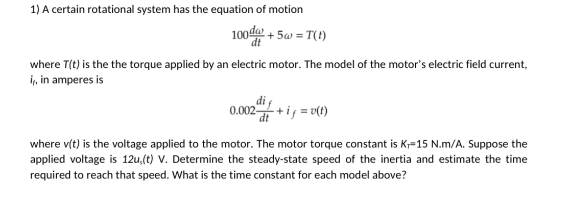 Solved A certain rotational system has the equation of | Chegg.com
