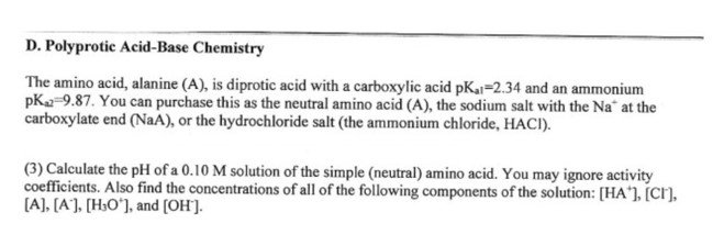 D. ﻿Polyprotic Acid-Base ChemistryThe amino acid, | Chegg.com