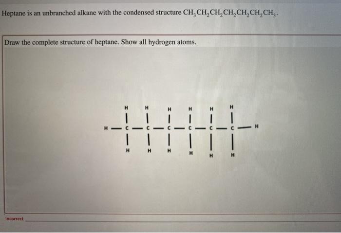 Solved Heptane is an unbranched alkane with the condensed | Chegg.com