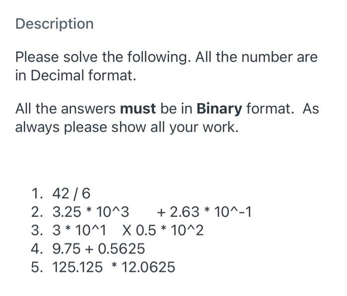 Solved Description Please solve the following. All the | Chegg.com