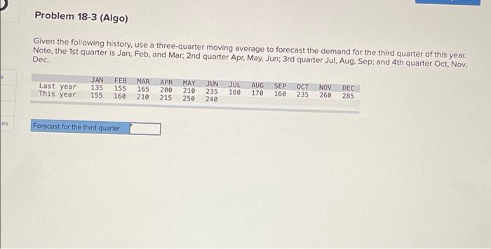 Solved Problem 18-3 (Algo) Given the following history, use | Chegg.com