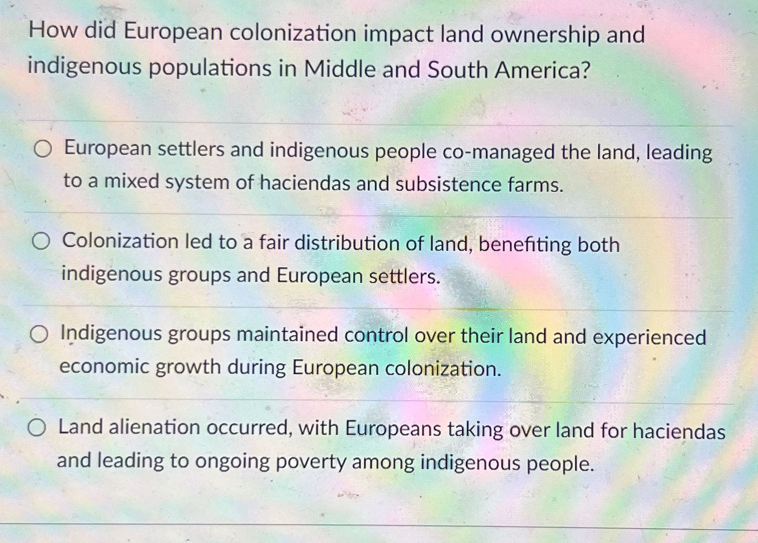 Solved How did European colonization impact land ownership | Chegg.com