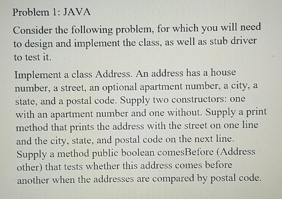 Solved Problem 1: JAVA Consider the following problem, for | Chegg.com