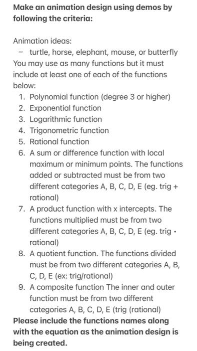 Solved Make an animation design using demos by following the | Chegg.com