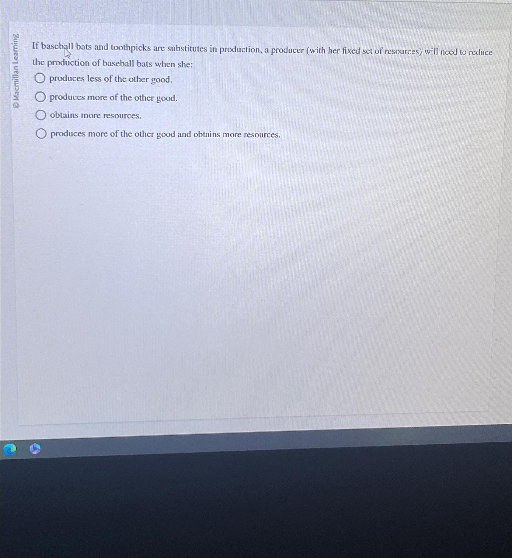 Solved If baseball bats and toothpicks are substitutes in | Chegg.com