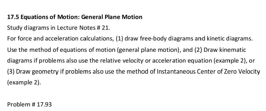 Solved 17.5 Equations of Motion: General Plane Motion Study | Chegg.com