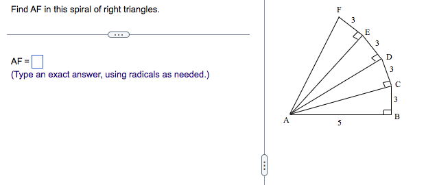 Solved Find AF ﻿in this spiral of right triangles.AF=(Type | Chegg.com