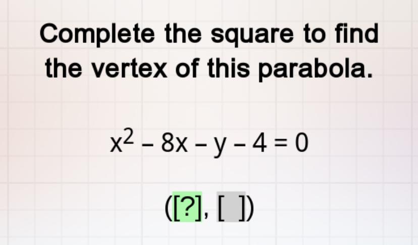 Solved Complete the square to find the vertex of this | Chegg.com