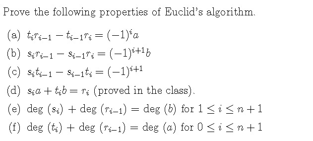 Prove The Following Properties Of Euclids Algorithm 