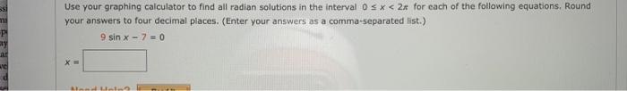 Solved si Use your graphing calculator to find all radian | Chegg.com
