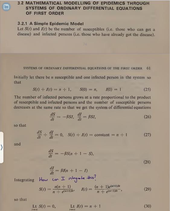 Solved 3.2 MATHEMATICAL MODELLING OF EPIDEMICS THROUGH | Chegg.com