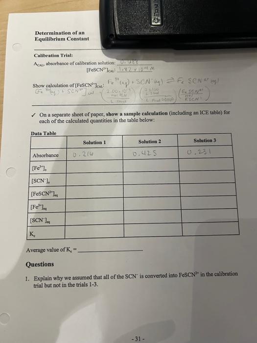 Calibration Trial: Acu, absorbance of calibration | Chegg.com