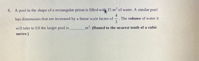 Solved 6. A pool in the shape of a rectangular prism is | Chegg.com