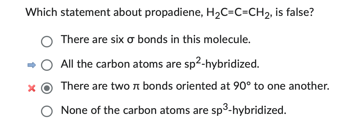 Solved Which statement about propadiene, H2C=C=CH2, is | Chegg.com