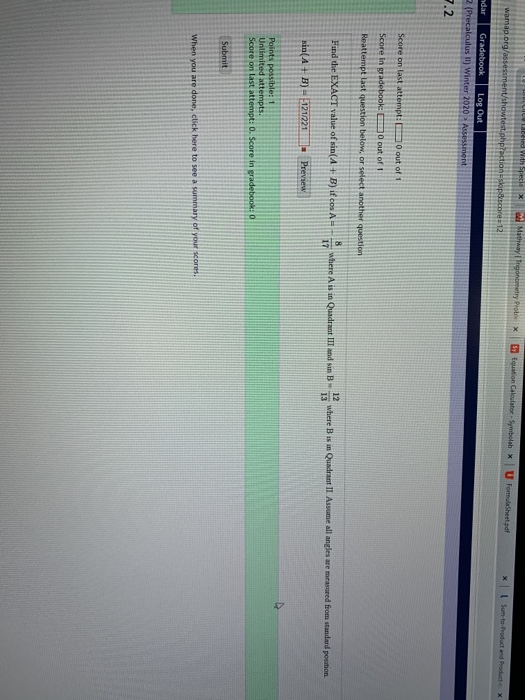Solved S wamap.org/assessment/showtest.php?action uation | Chegg.com