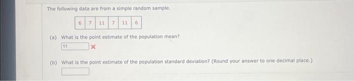 Solved The following data are from a simple random sample. | Chegg.com