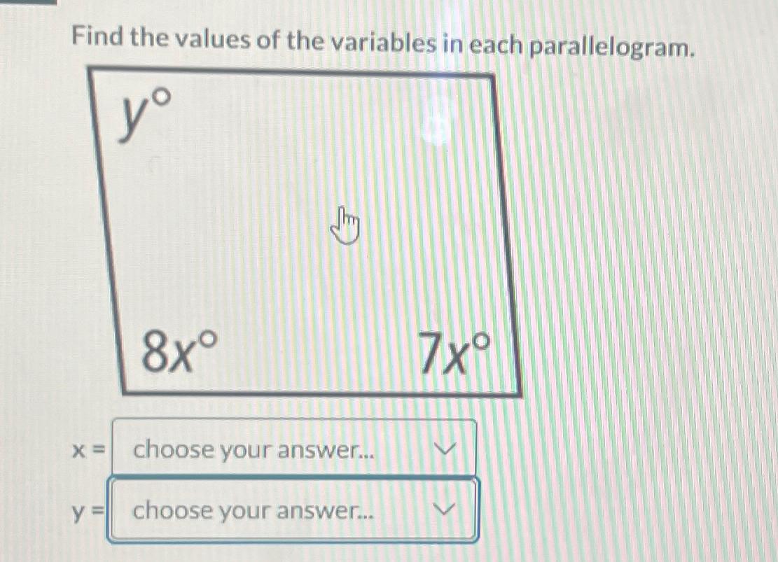 Solved Find the values of the variables in each | Chegg.com