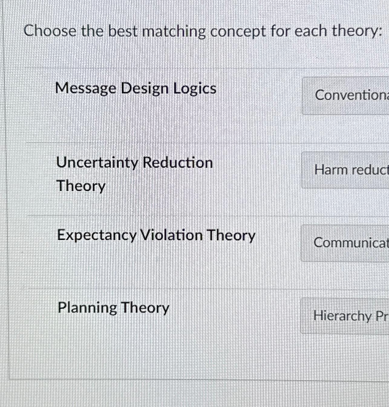 Solved Choose the best matching concept for each | Chegg.com
