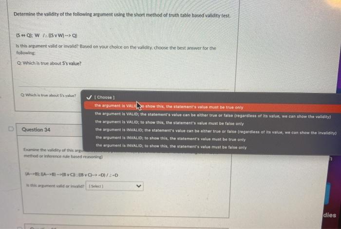 Solved Determine the validity of the following argument | Chegg.com