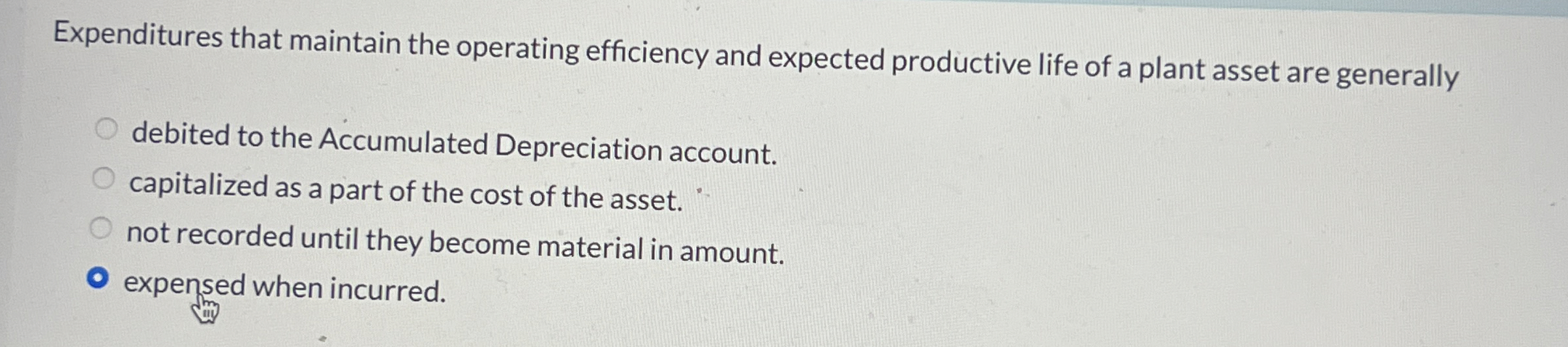 Solved Expenditures that maintain the operating efficiency | Chegg.com