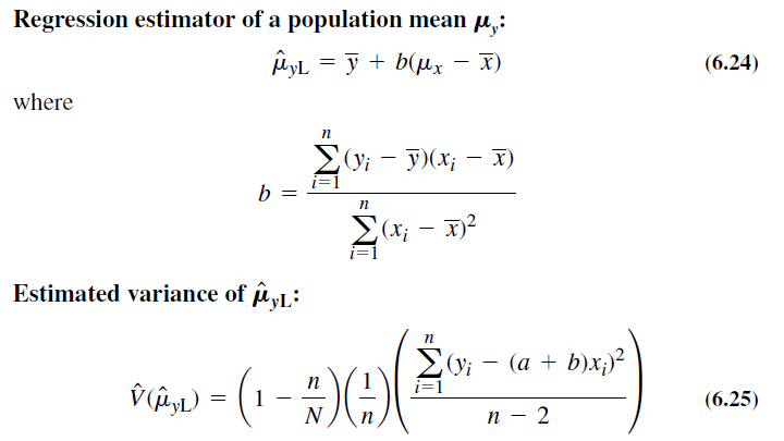 Show how to adjust the regression estimator of a mean, Eqs... | Chegg.com