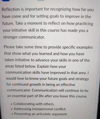 Solved Reflection is important for recognizing how far you | Chegg.com